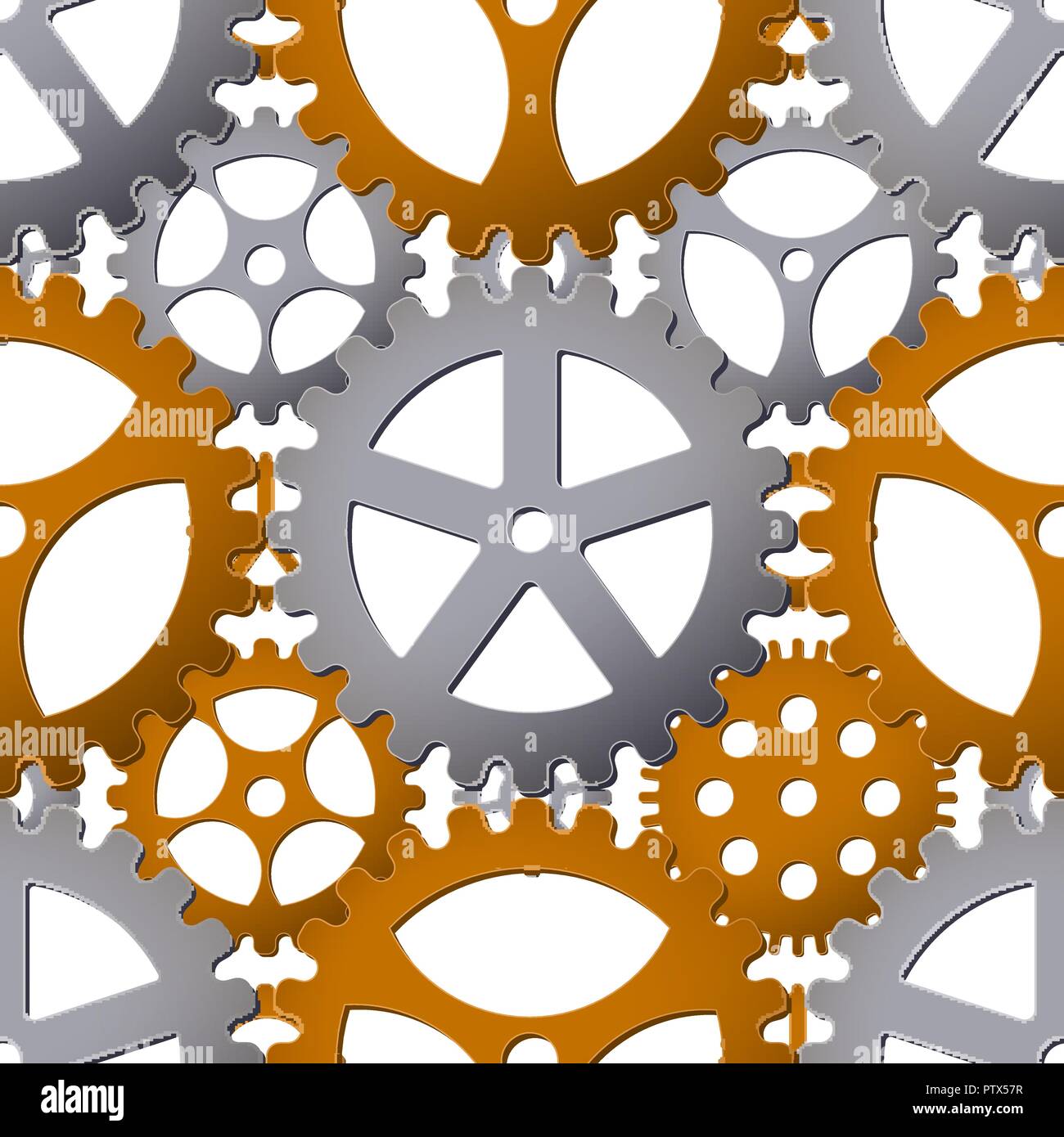 Seamless pattern background with gold and silver gears. Vector ...