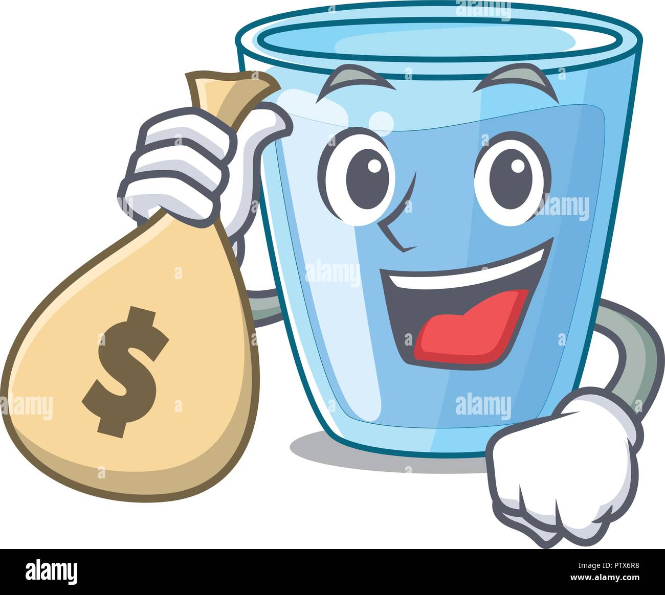 With money bag character glass of water for drink Stock Vector Image ...