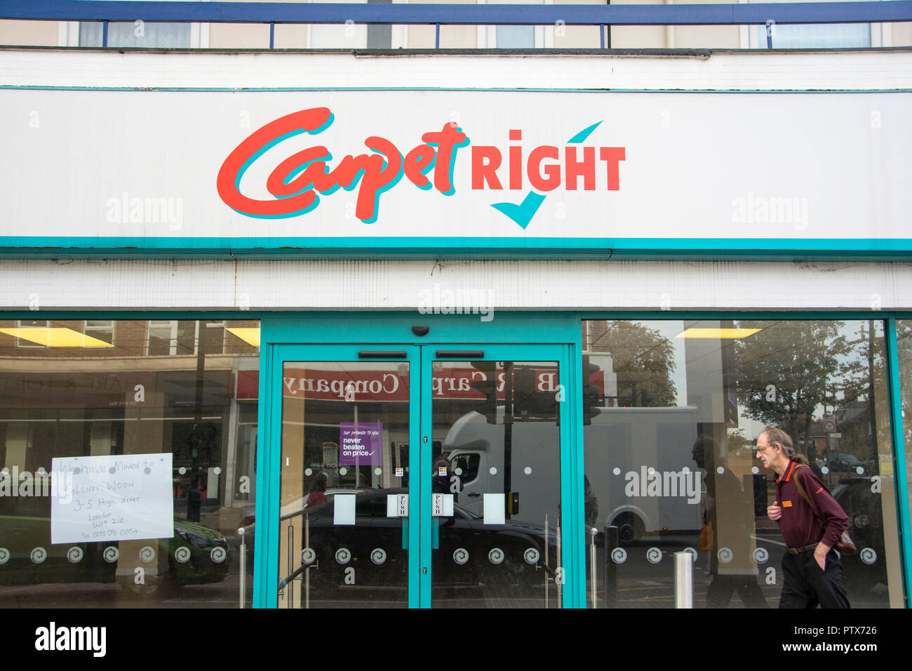 A closed and empty Carpet Right store in Putney, SW London, UK Stock ...