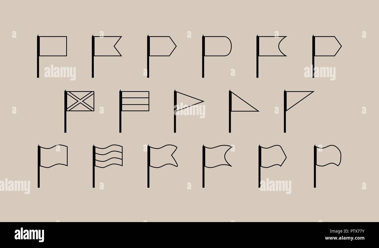 Set of 17 contour flat flags of different shapes and configurations ...