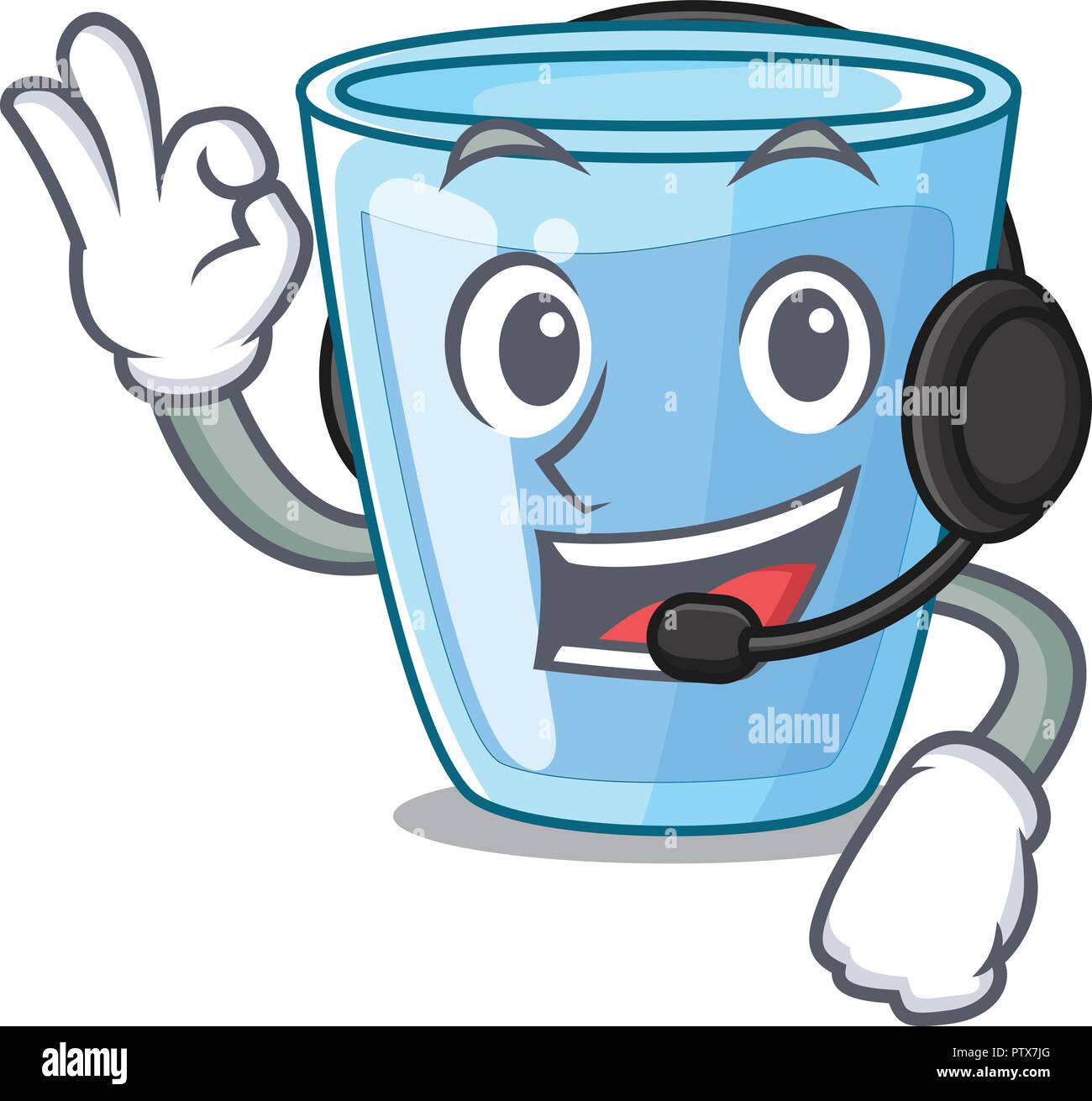 With headphone glass of mineral water on cartoon Stock Vector Image ...