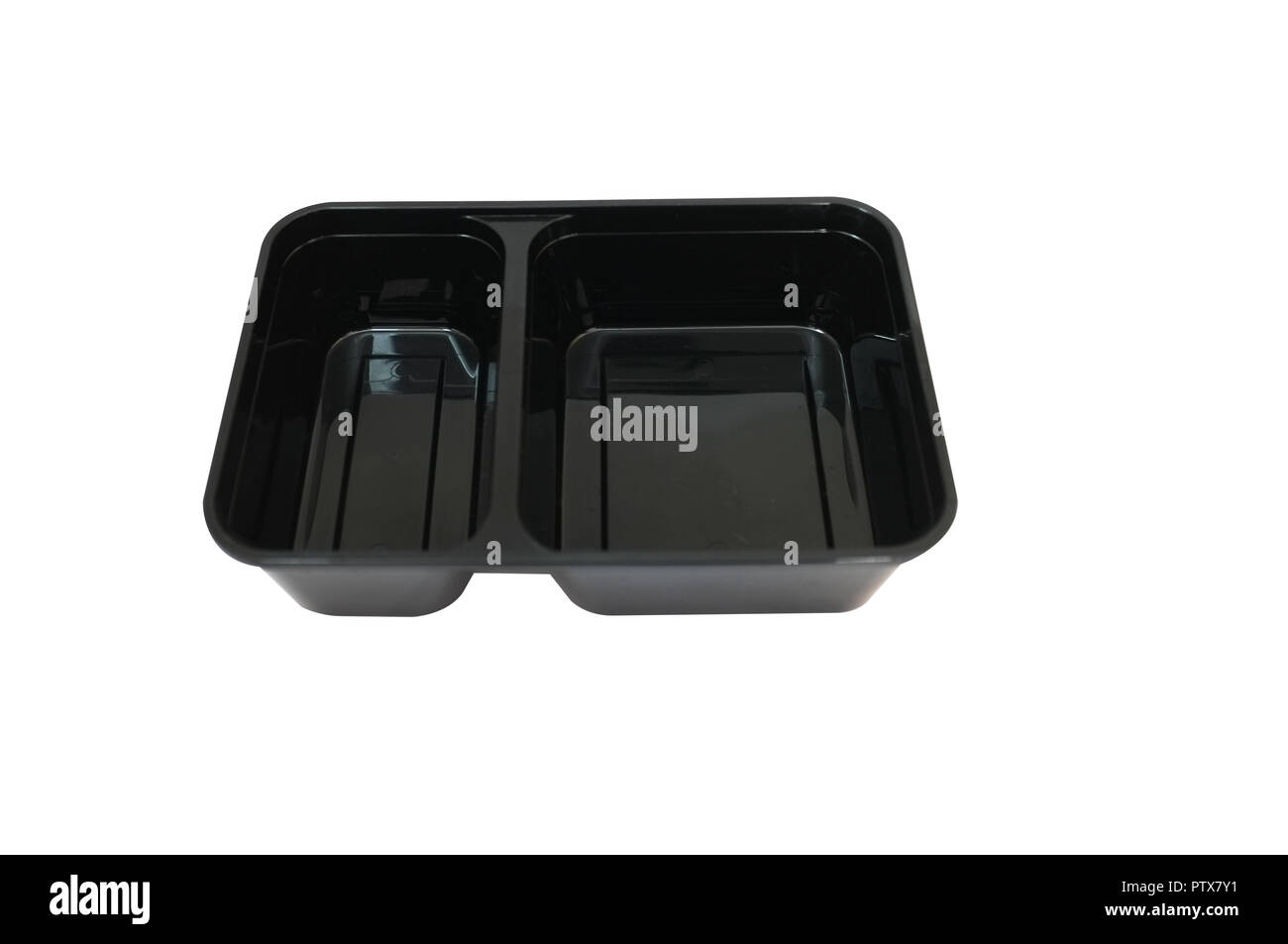Black Plastic food container on white background Stock Photo - Alamy