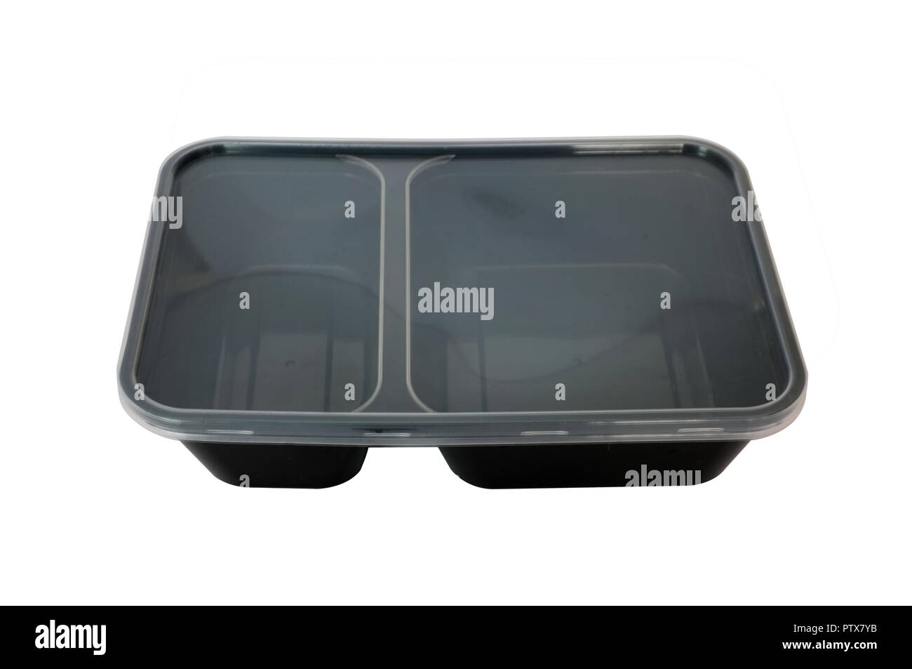 Black Plastic food container on white background Stock Photo - Alamy