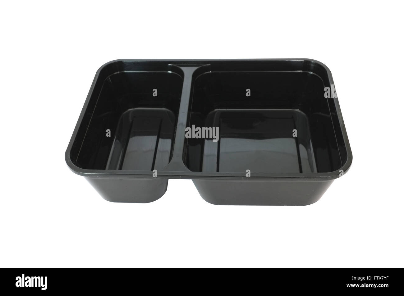 Black Plastic food container on white background Stock Photo - Alamy