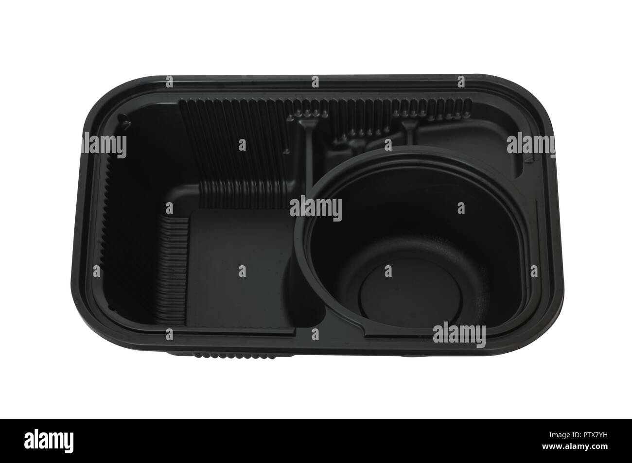 Black Plastic food container on white background Stock Photo - Alamy