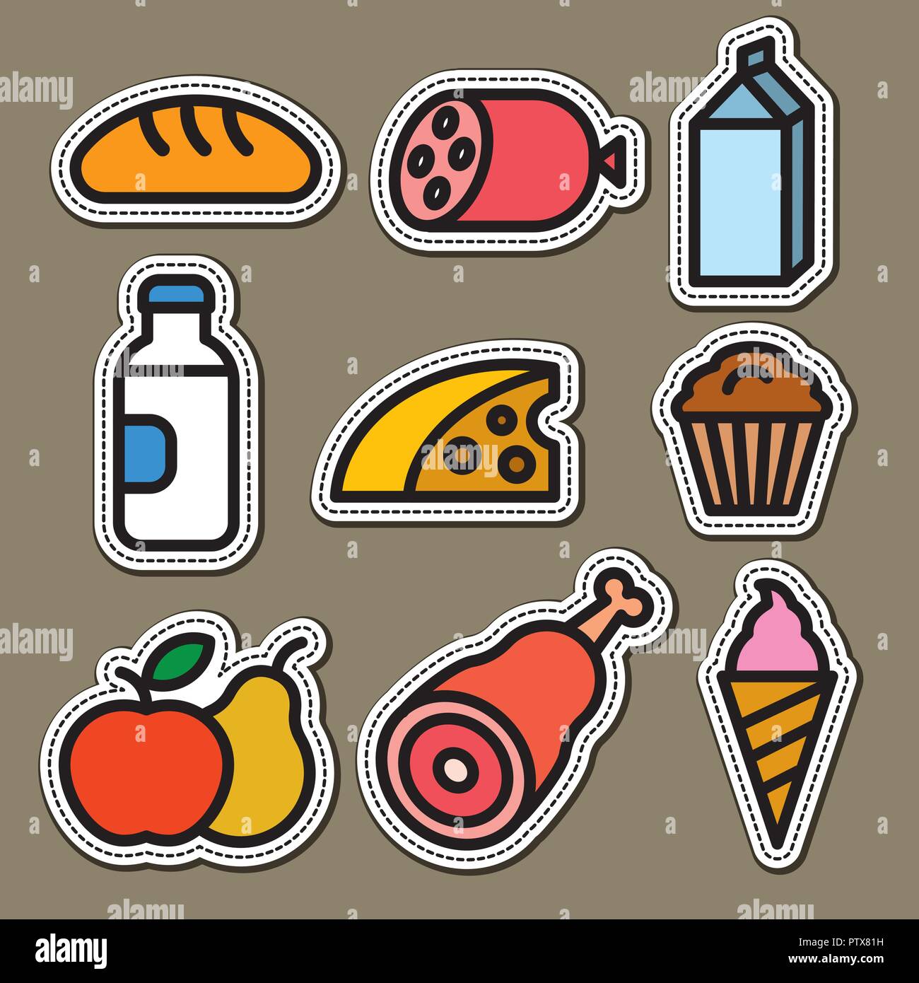food and grocery stickers Stock Vector Image & Art - Alamy