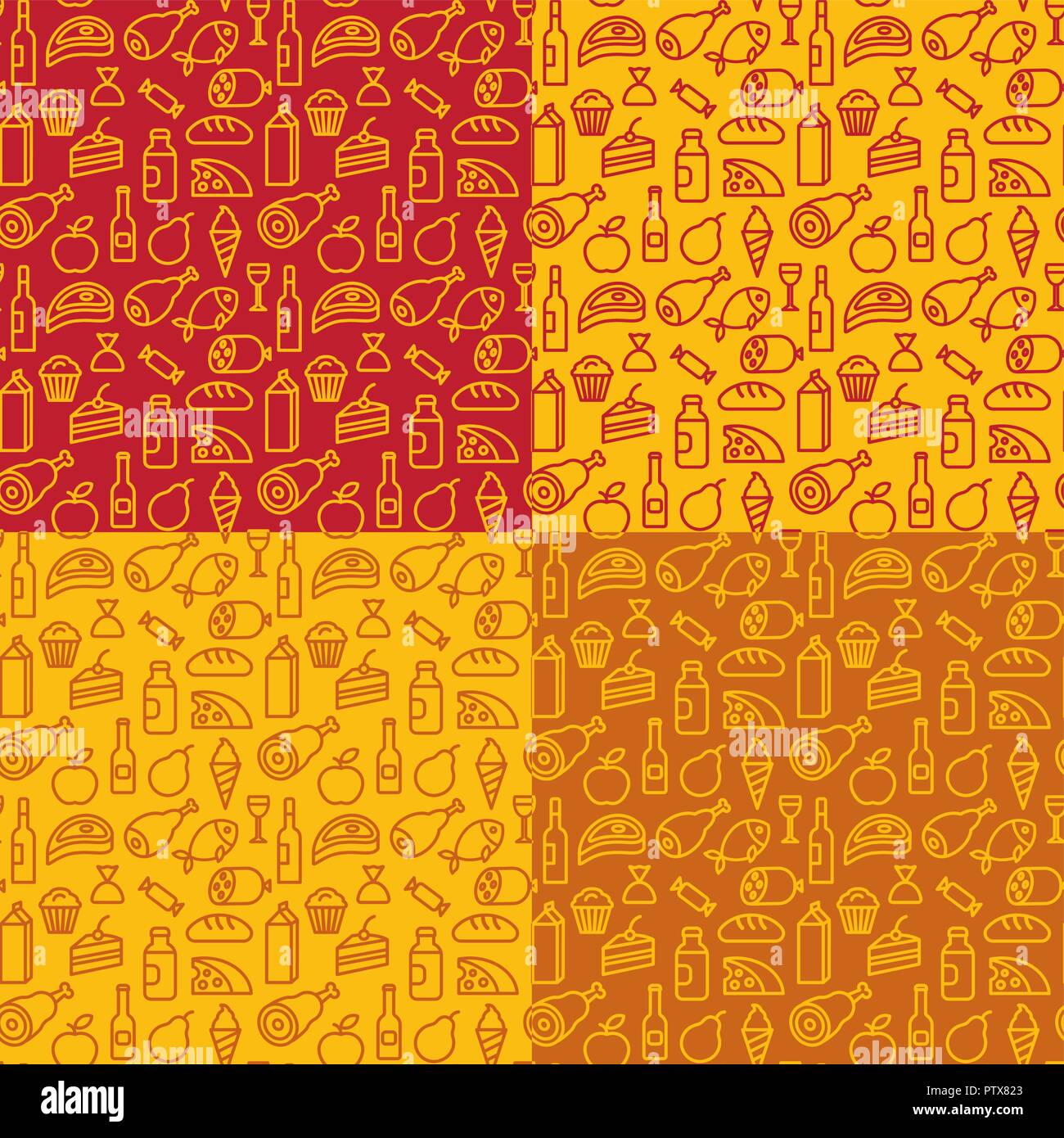 concept illustration of food and grocery seamless patterns Stock Vector ...