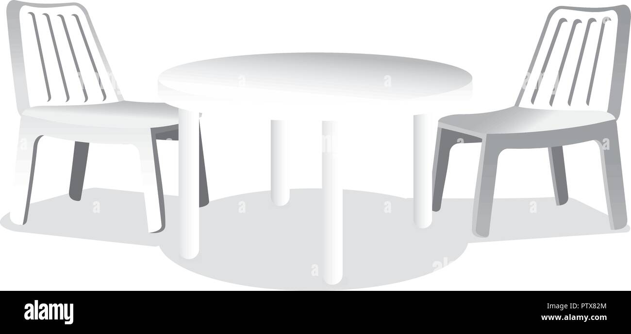 White table chairs furniture Stock Vector Images - Alamy