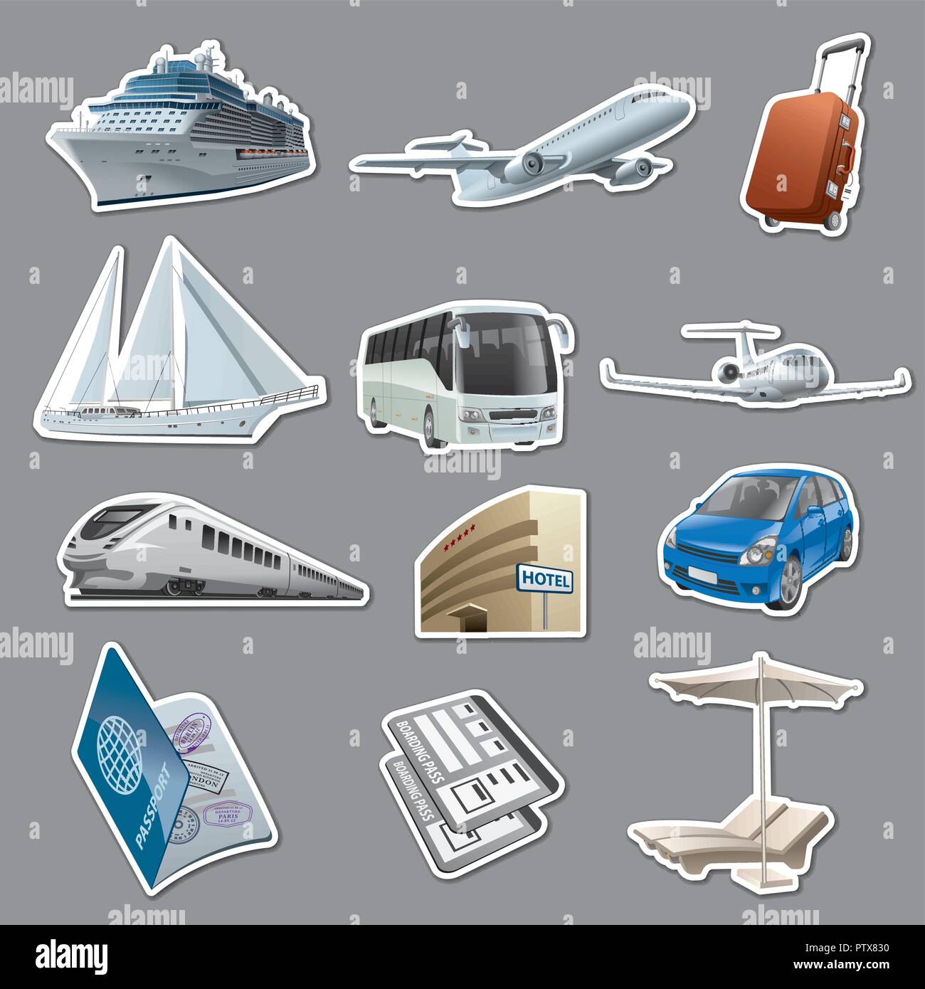 illustration of set stickers for traveling and resort Stock Vector ...