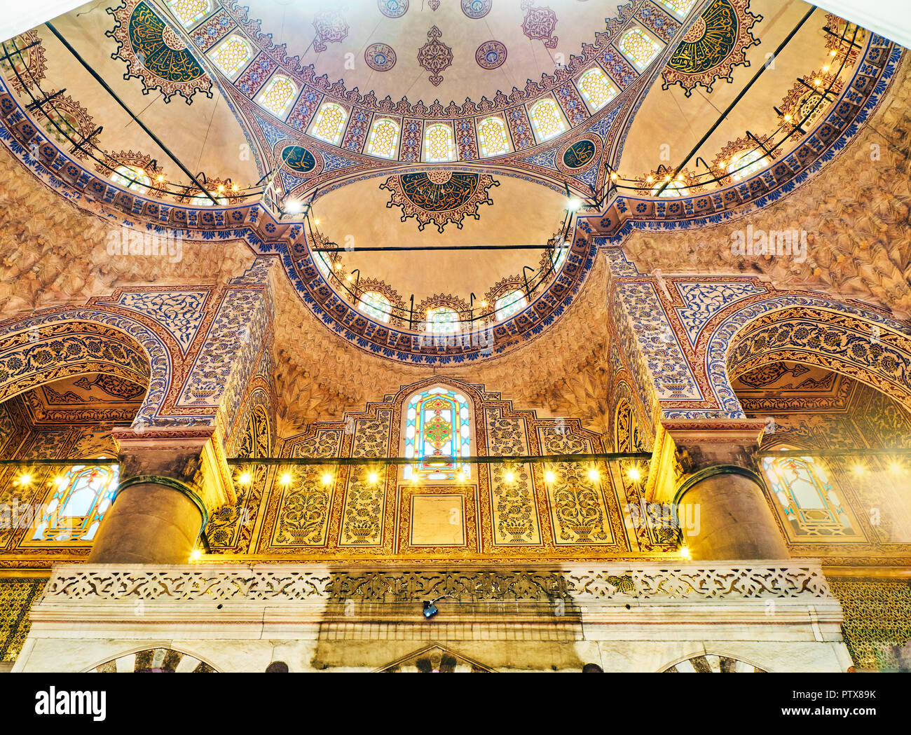 Istanbul, Turkey - July 7, 2018. Interior view of one of the lateral ...