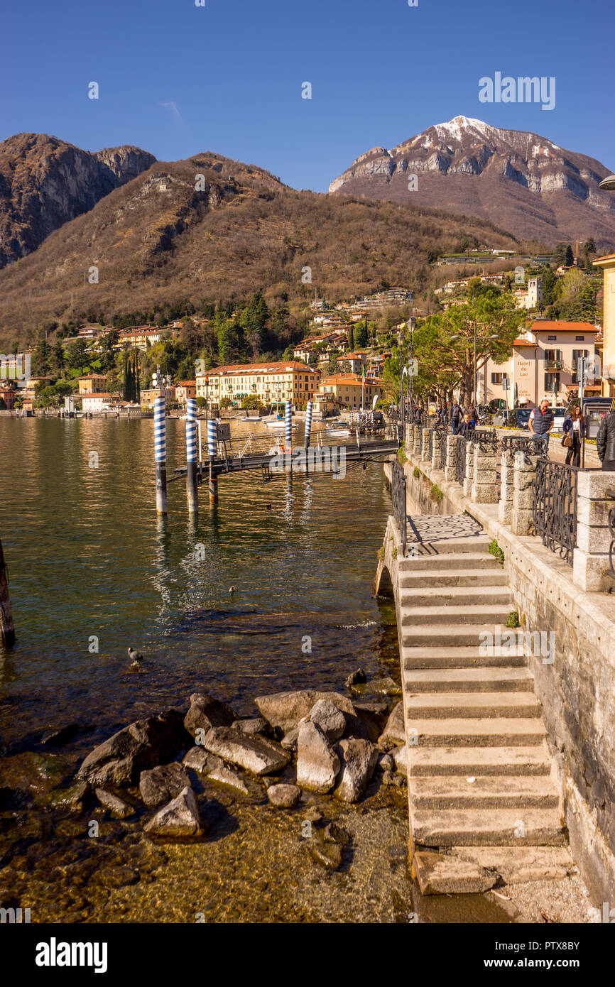 Italy, Menaggio, Lake Como, waterside quay Stock Photo - Alamy