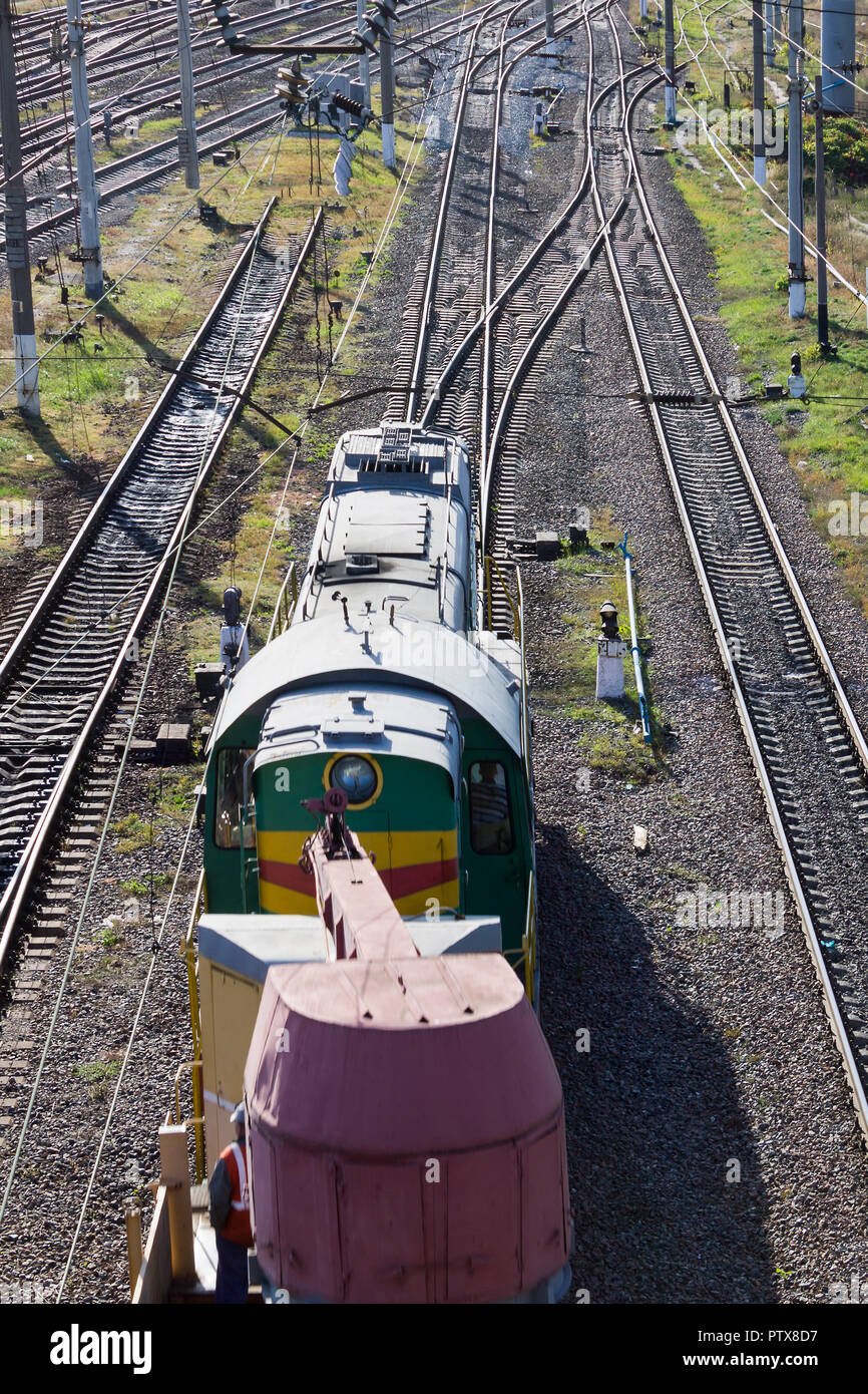 Railroad and freight train on vertically oriented frame Stock Photo - Alamy