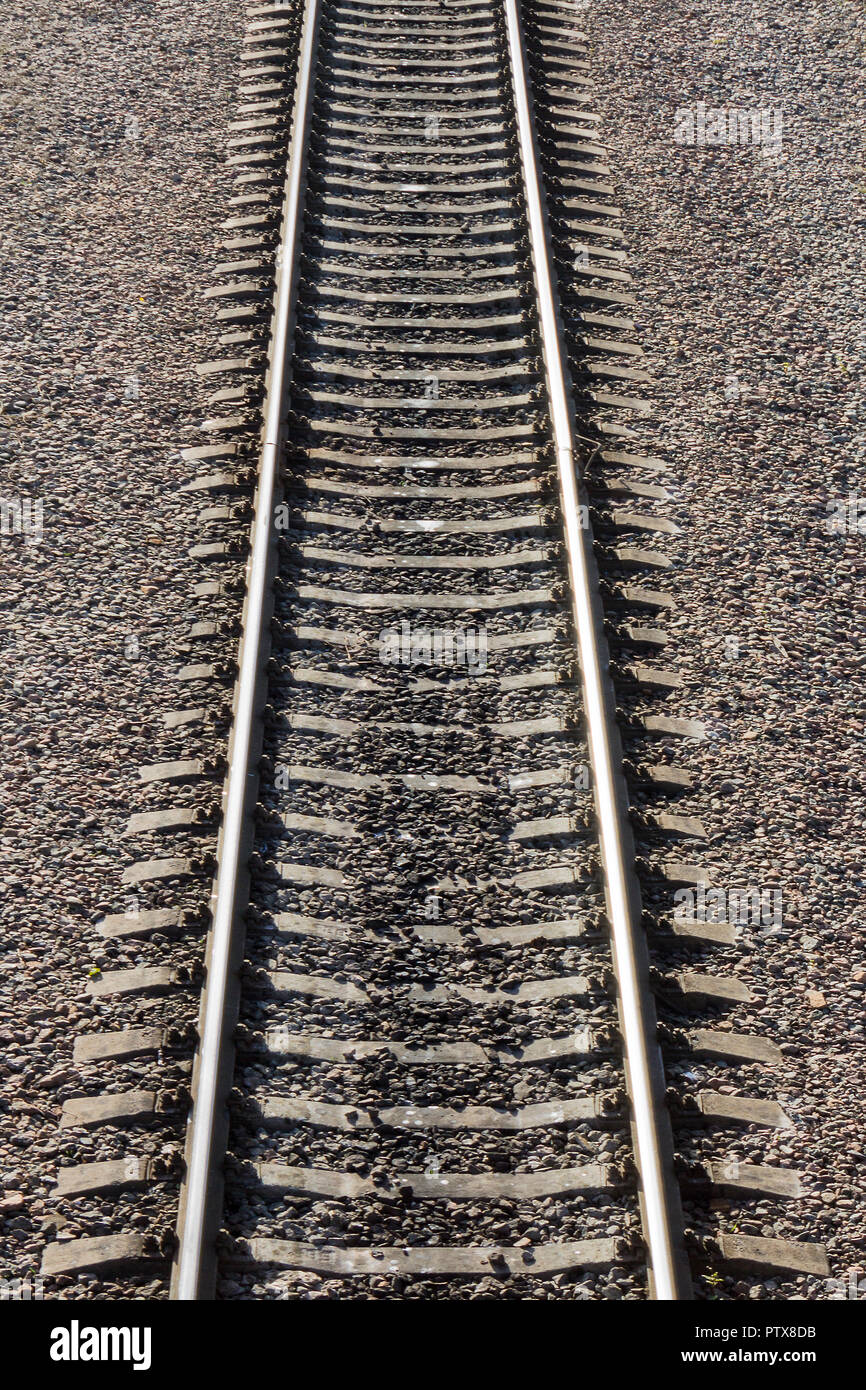Railroad or railway close up view in perspective Stock Photo - Alamy