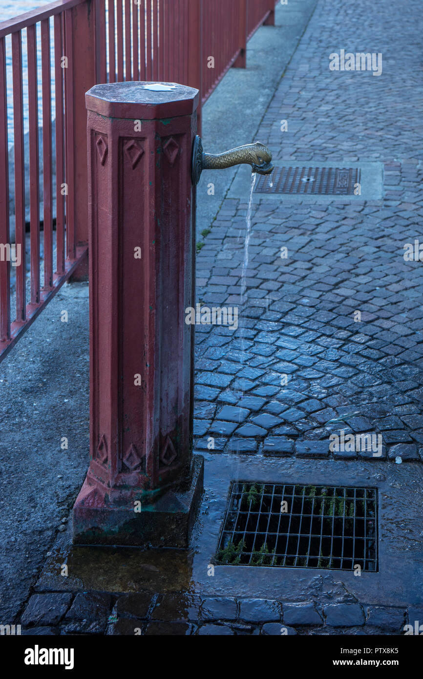 Europe, Italy, Menaggio, Lake Como, a red fire hydrant sitting on the ...