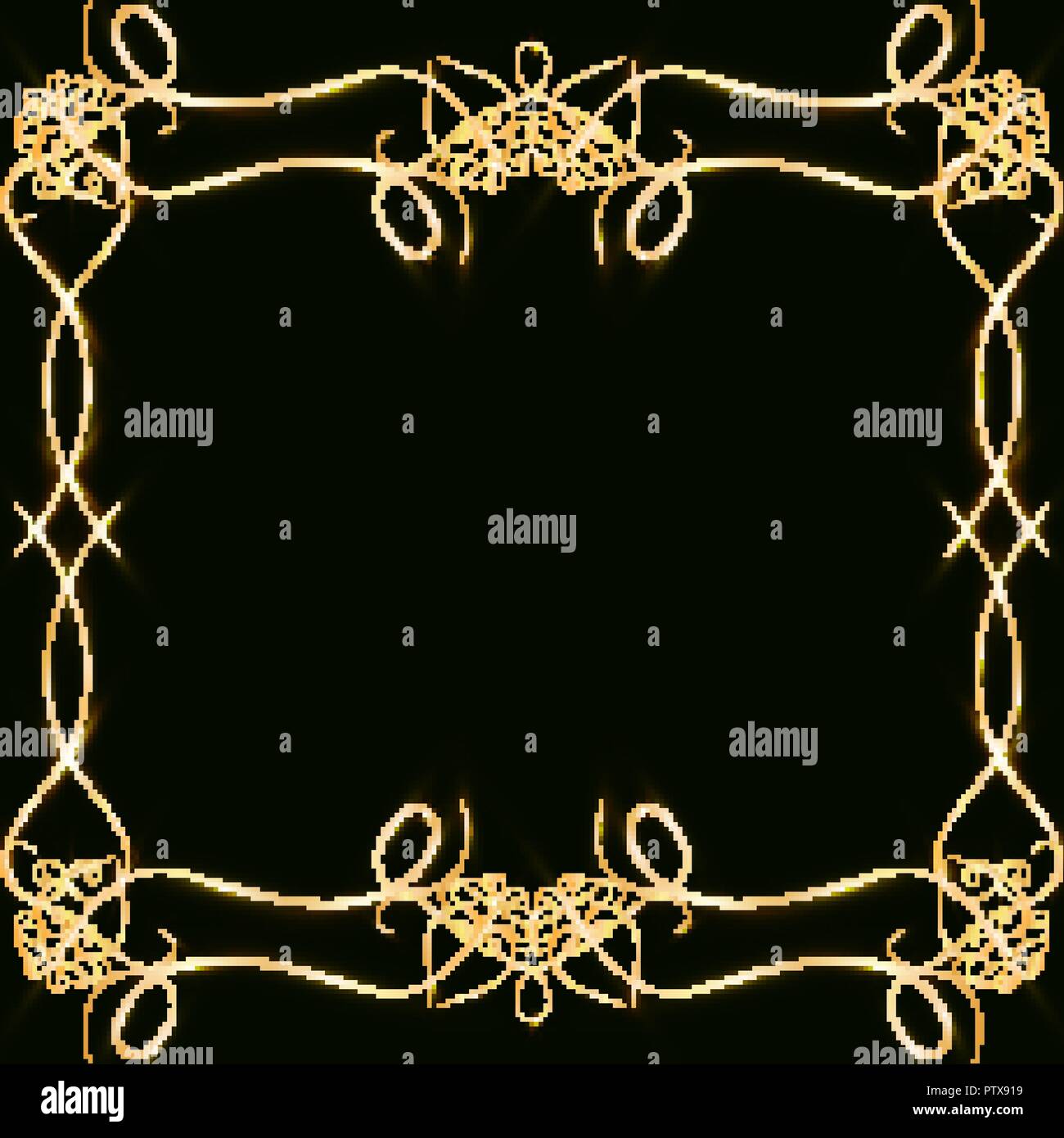 Vector golden frame with hearts effects of light. Preparation for ...