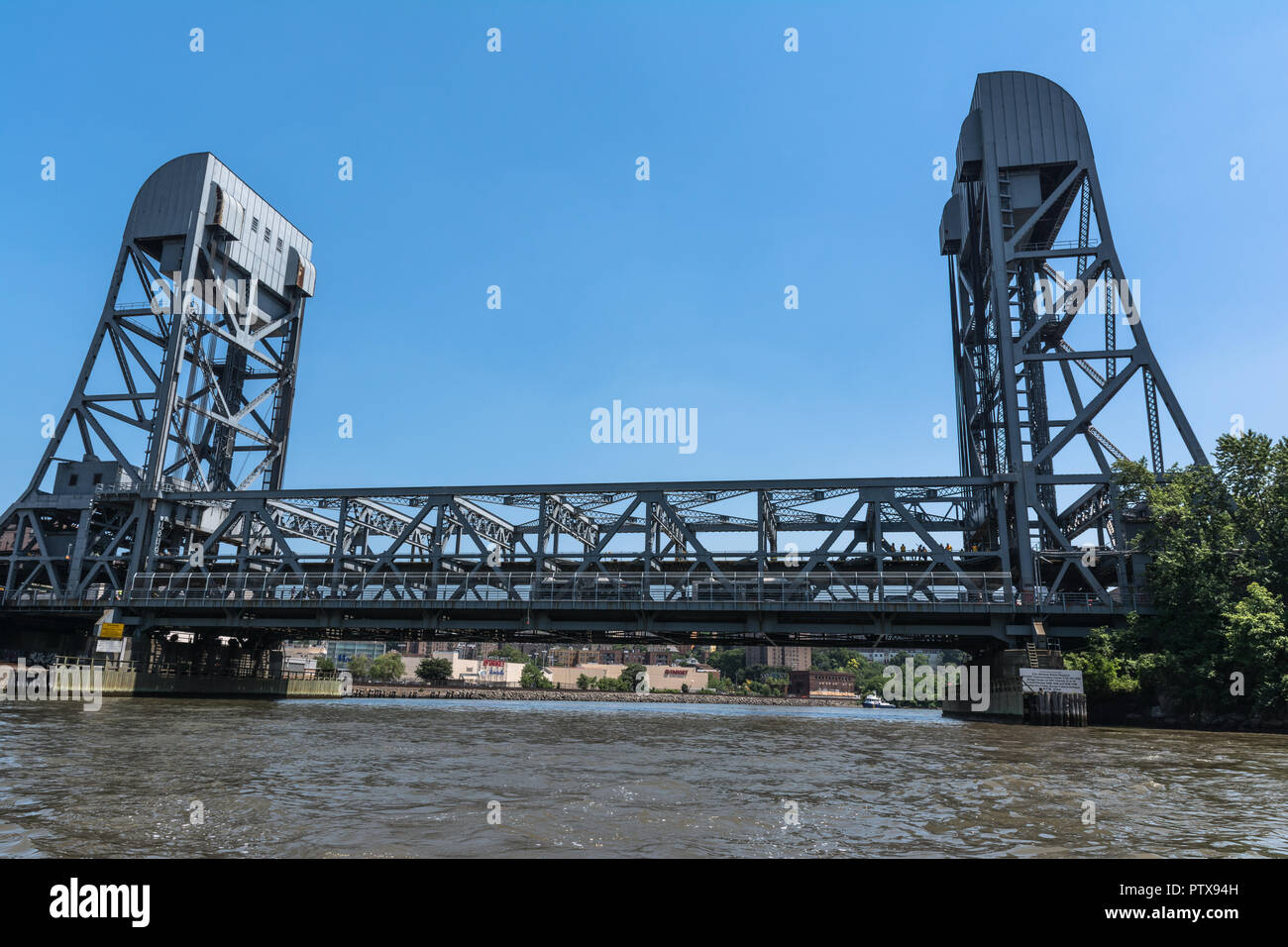 View of Broadway Bridge from the Harlem River, Manhattan, NYC Stock ...