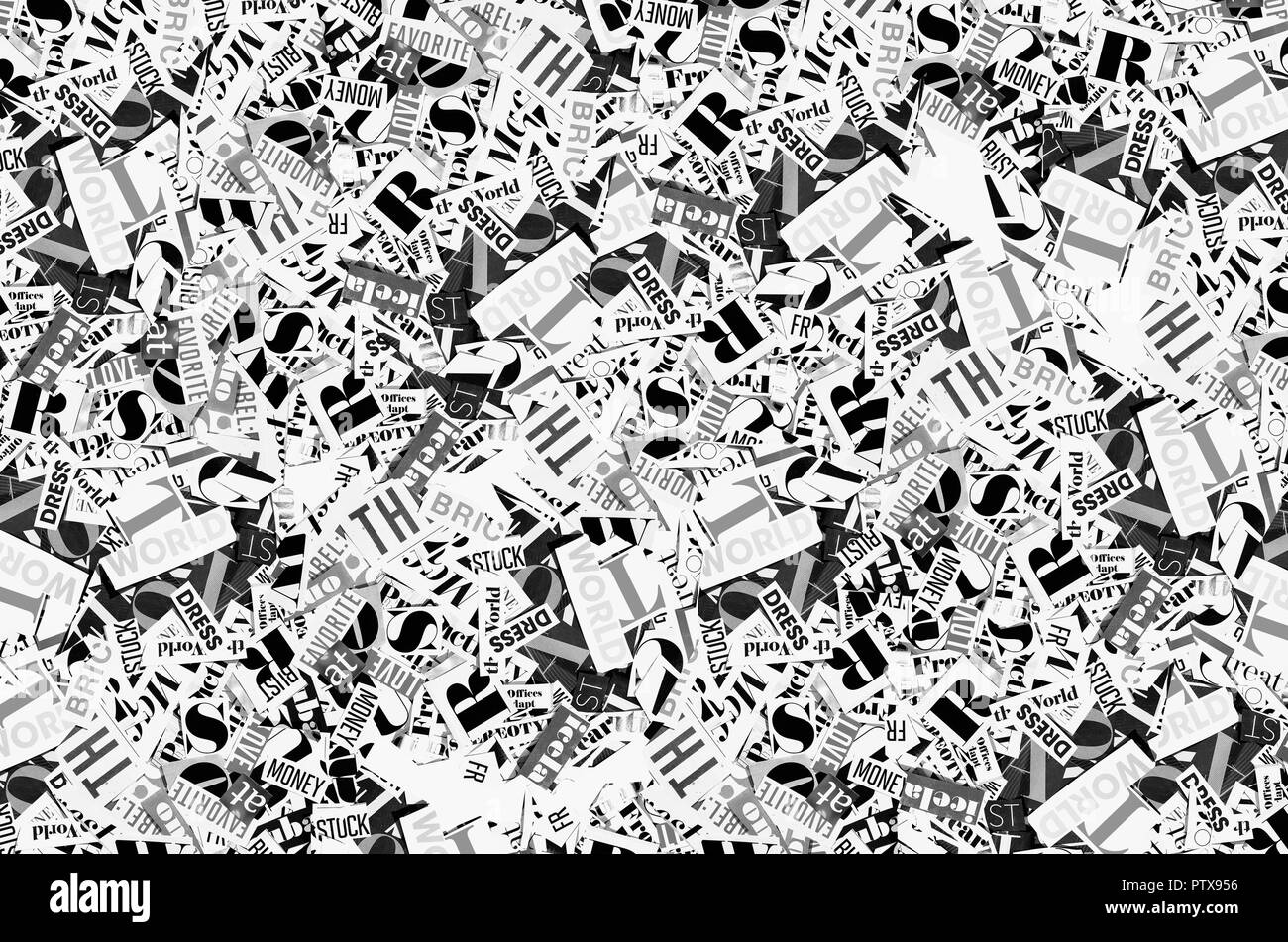 words cut from a magazine, background Stock Photo - Alamy