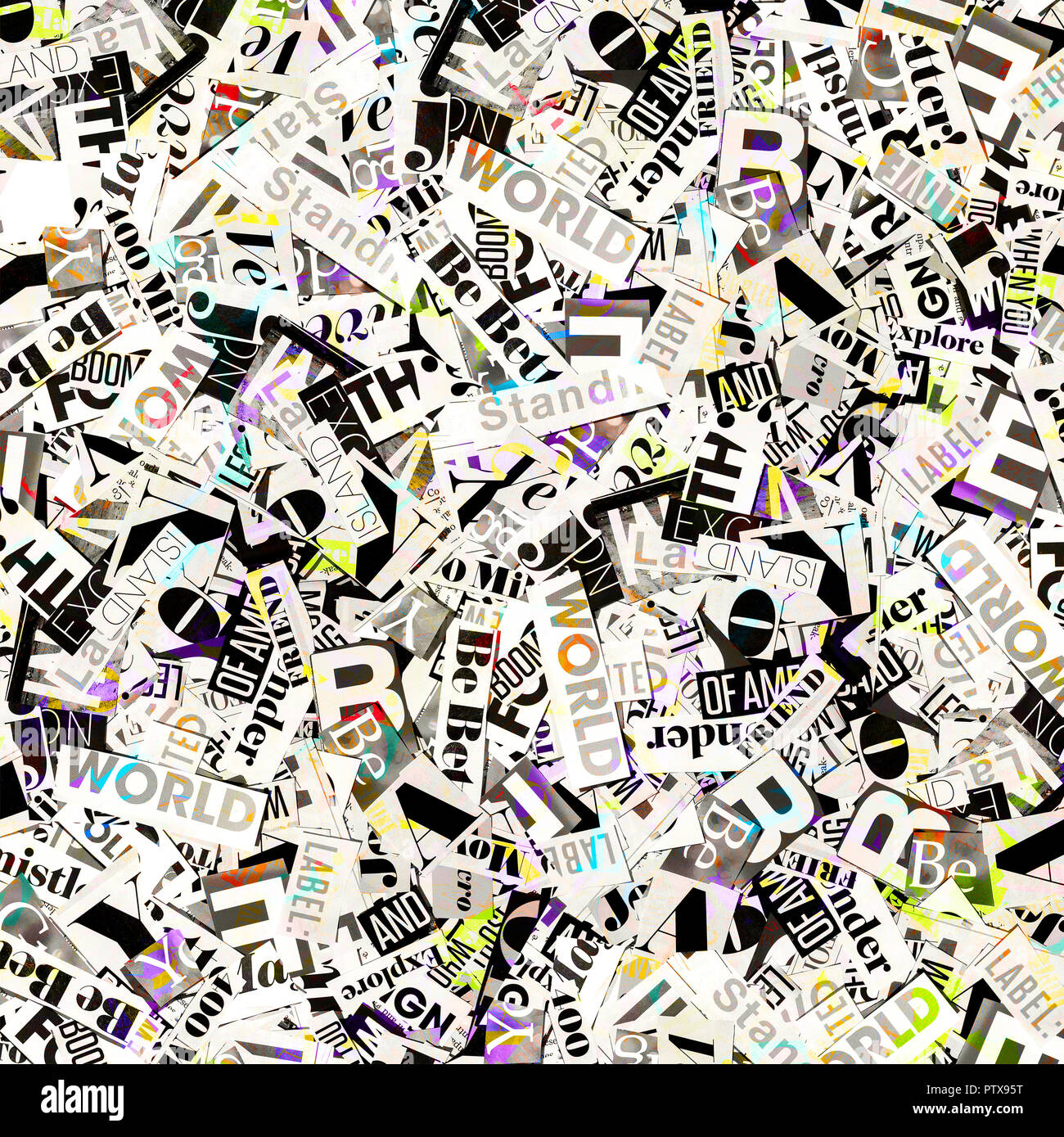 words cut from a magazine, background Stock Photo - Alamy