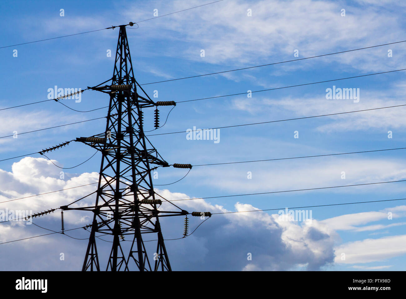Power pillar or pylon on sky background Stock Photo - Alamy