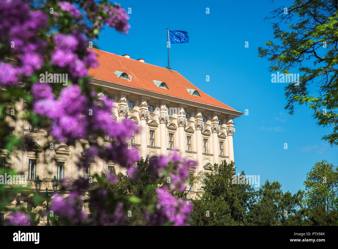 Czech flag on government buildings Stock Photo - Alamy