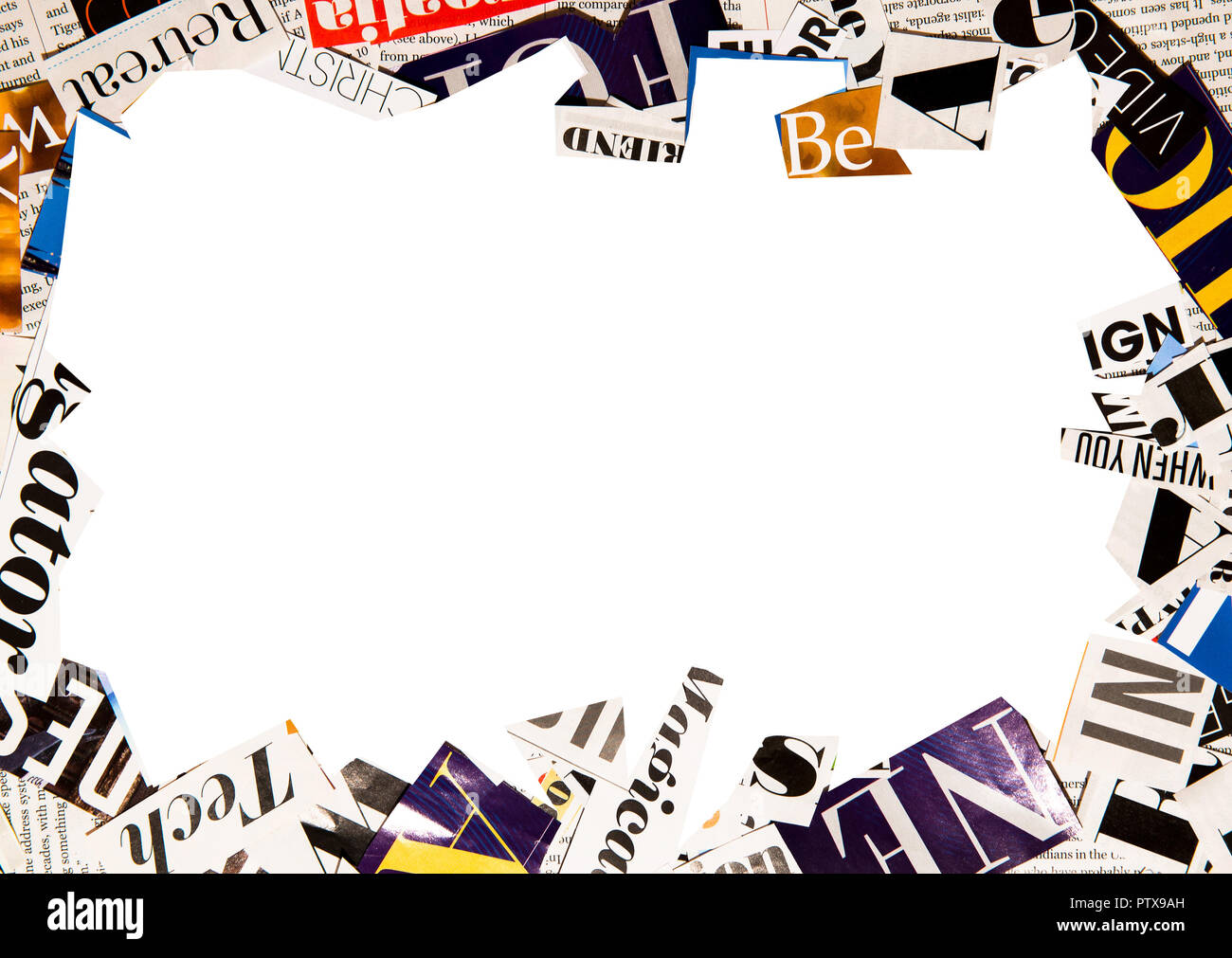 words cut from a magazine on a white background Stock Photo - Alamy