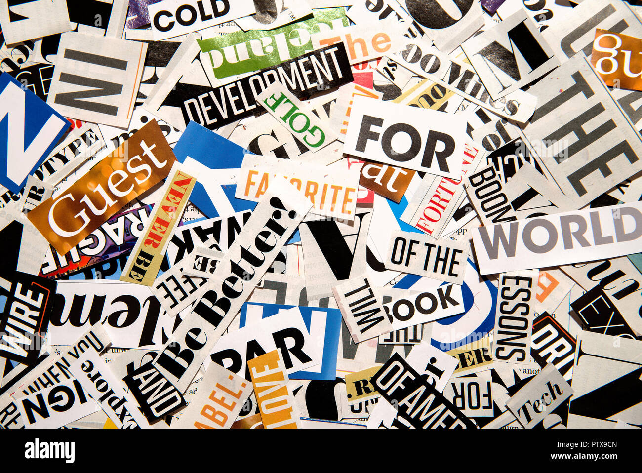 words cut from a magazine, background Stock Photo - Alamy