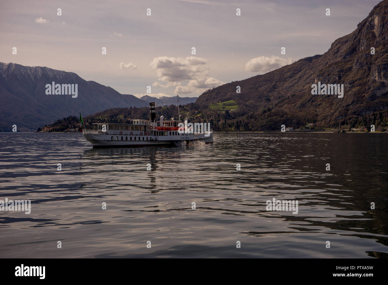 Menaggio, Italy-April 2, 2018: Concordia ferry boat on the lake como ...