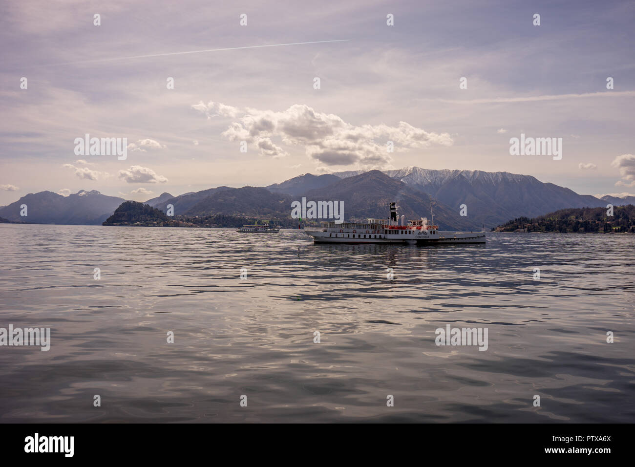 Menaggio, Italy-April 2, 2018: Concordia ferry boat on the lake como ...