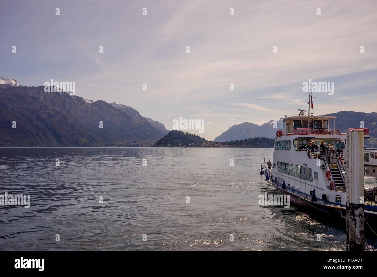Menaggio, Italy-April 2, 2018: SPLUGA ferry boat on the lake como ...