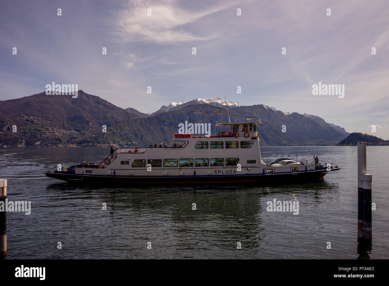 Menaggio, Italy-April 2, 2018: SPLUGA ferry boat on the lake como ...