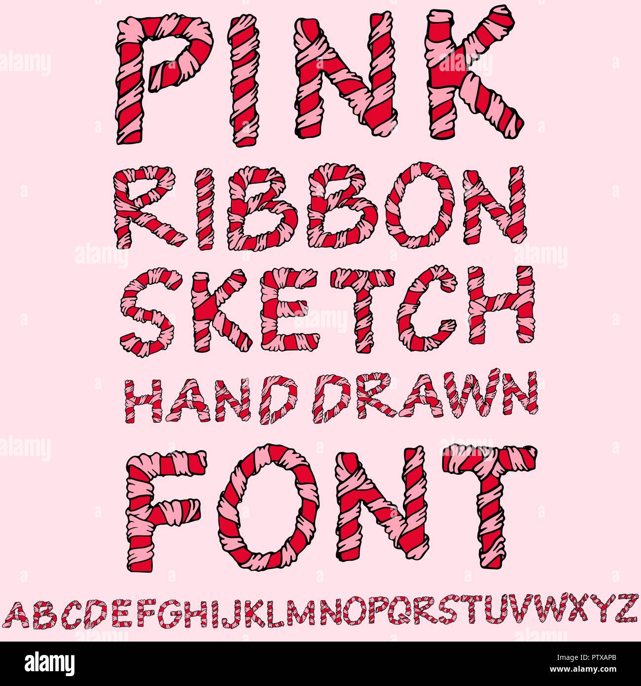 Wrapped in a ribbon alphabet. Set of pink letters. Vector illustration ...