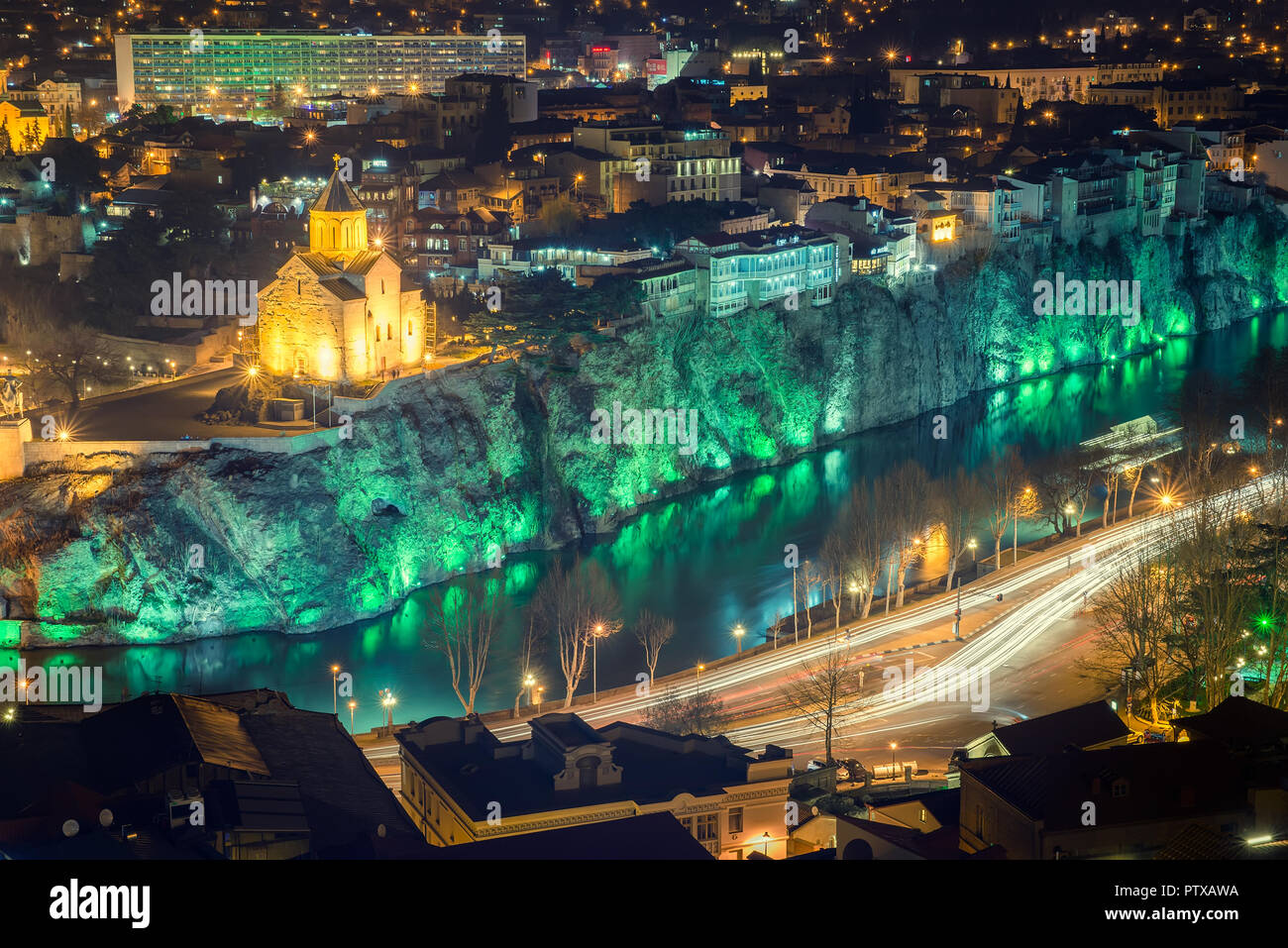Night city tbilisi metekhi hi-res stock photography and images - Alamy