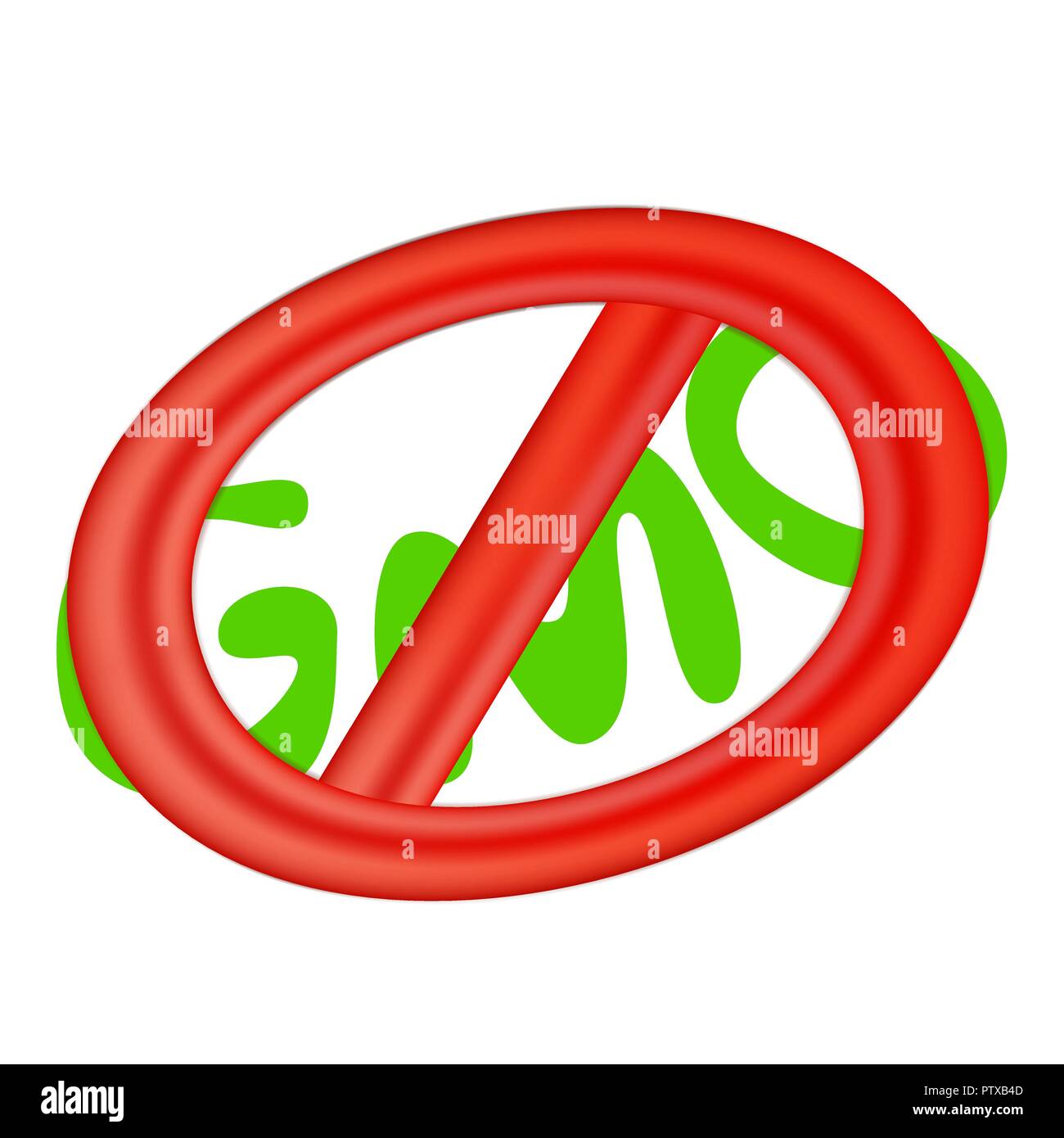 No GMOs, conceptual vector logo, red shiny stop sign green inscription ...