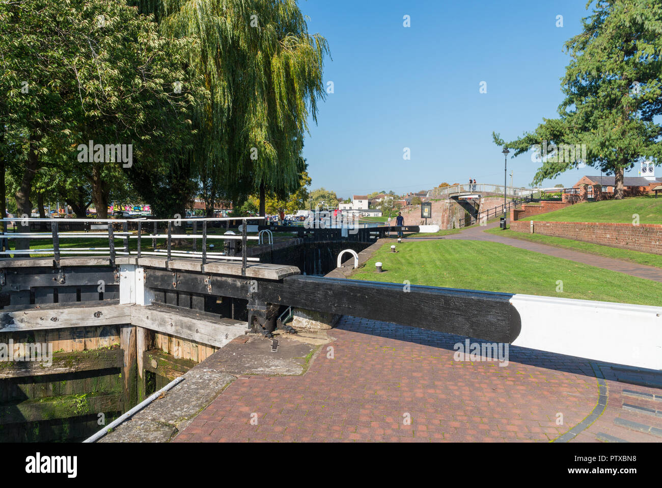 Lock where the River Stour joins the River Severn in Stourport-on ...
