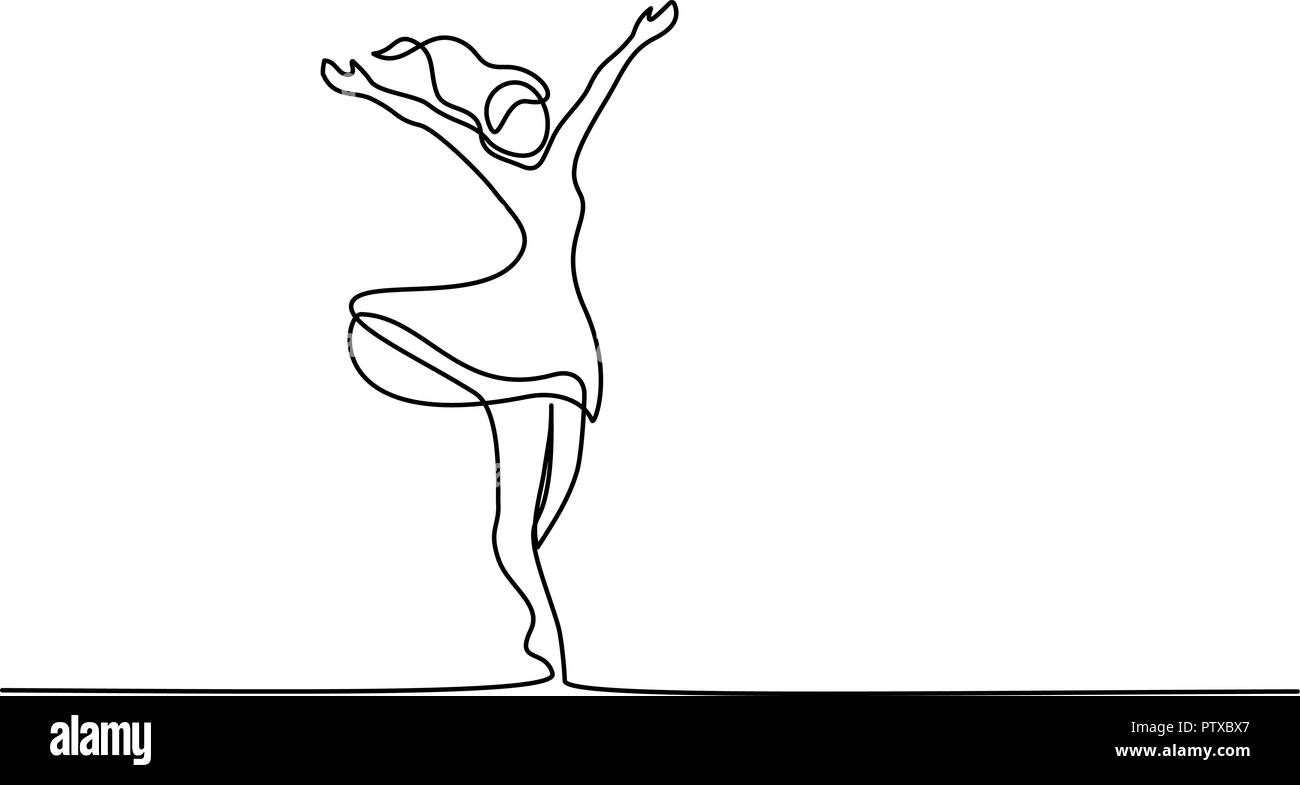 Continuous one line drawing. Happy woman stretching. Vector ...