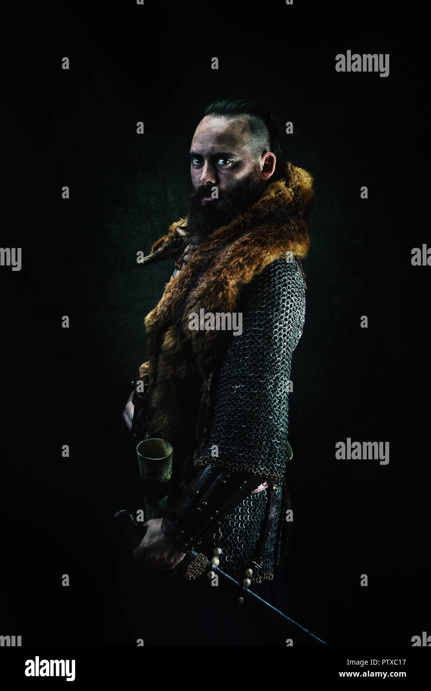Viking: Portrait of a medieval warrior Stock Photo - Alamy