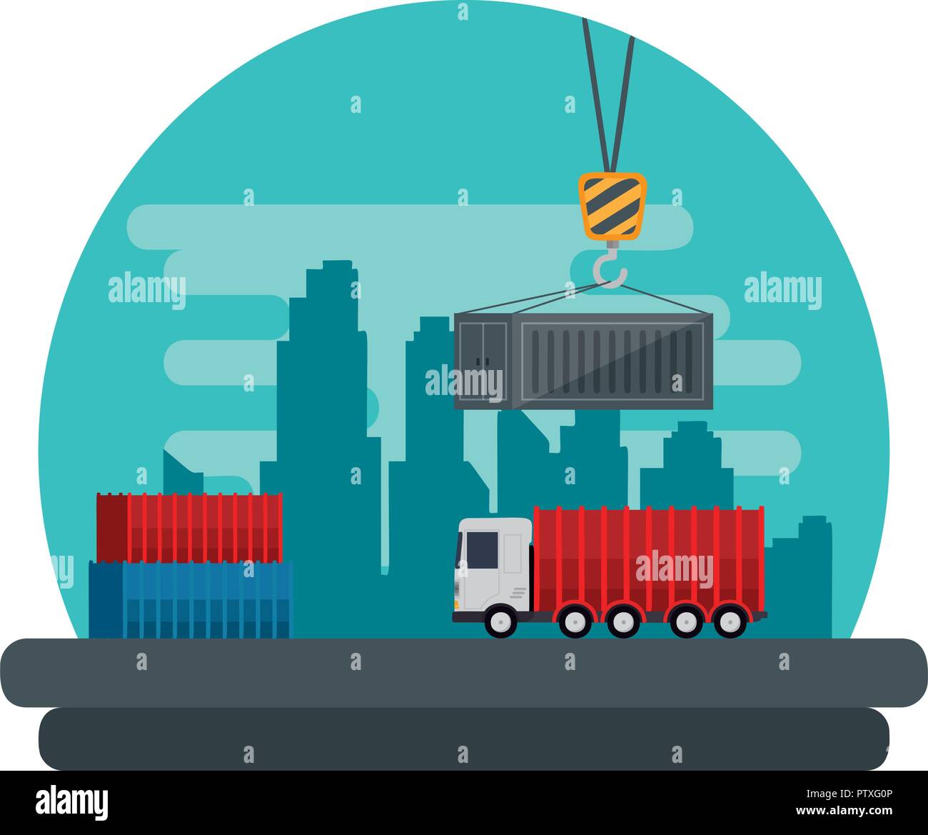 Truck lifting shipping containers Stock Vector Images - Alamy