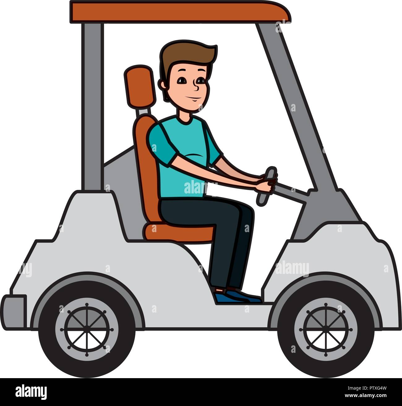 Man driving golf buggy Stock Vector Images - Alamy