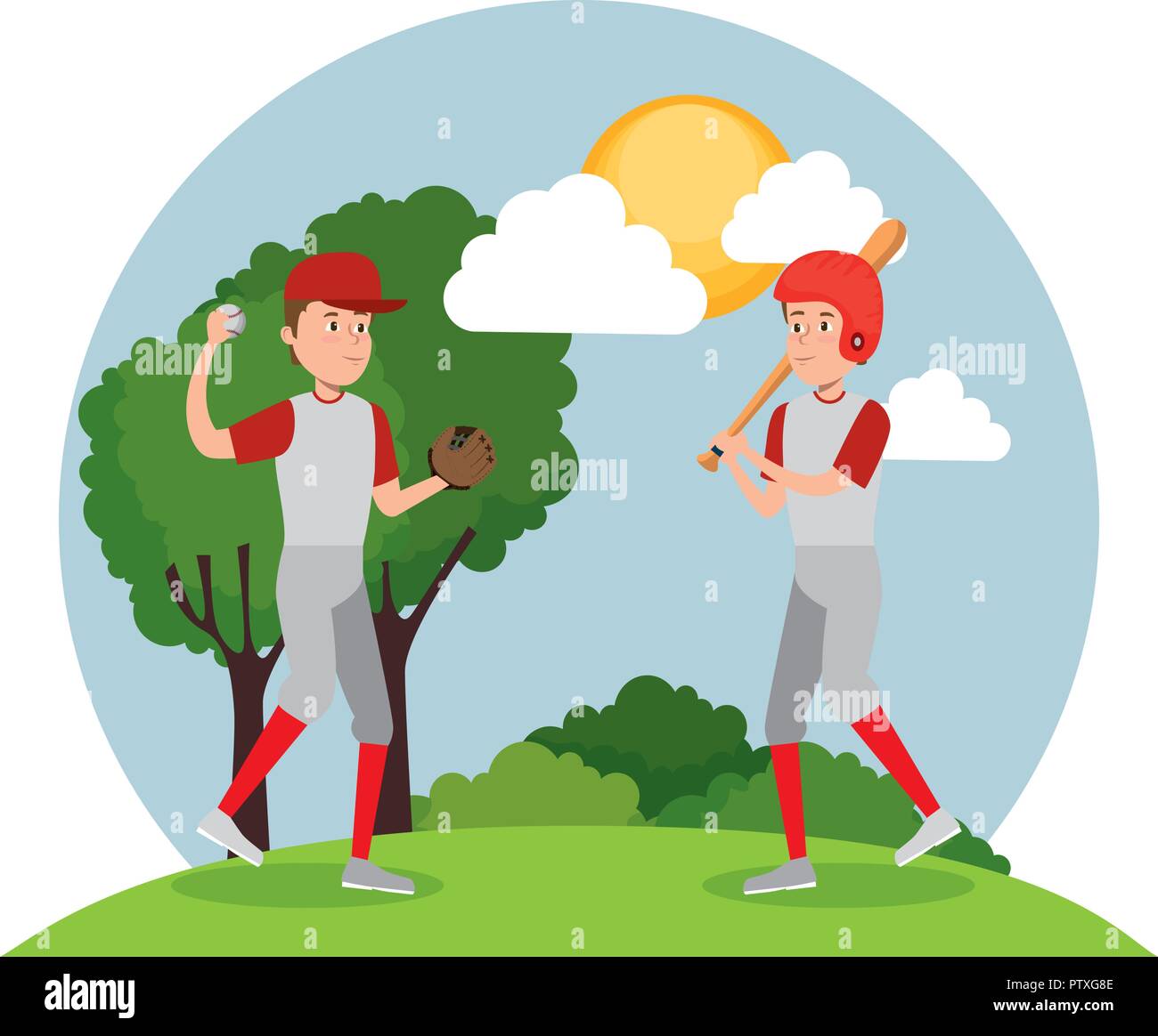 couple athletes practicing baseball Stock Vector Image & Art - Alamy