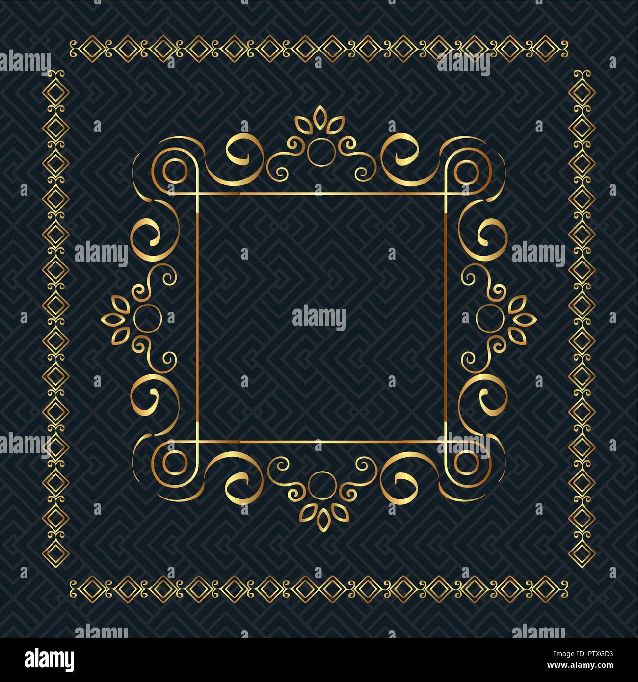 elegant square golden frame Stock Vector Image & Art - Alamy