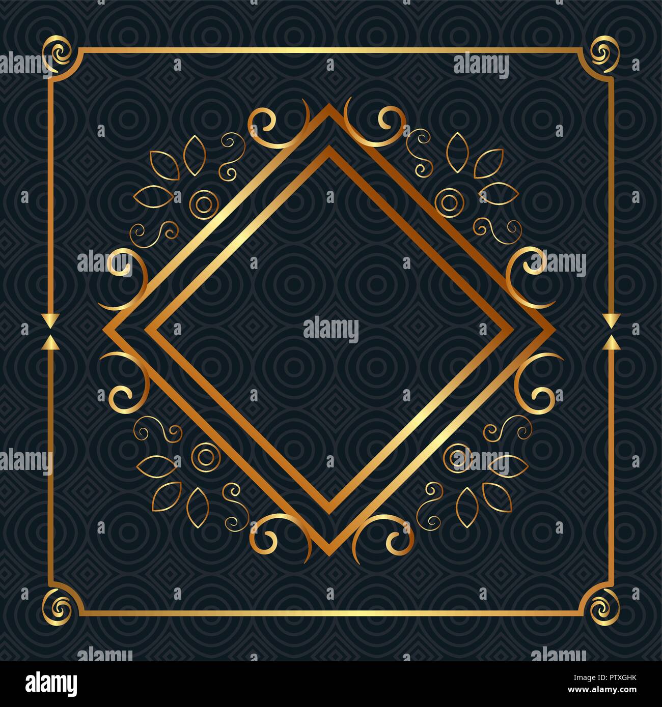 elegant rhombus golden frame Stock Vector Image & Art - Alamy