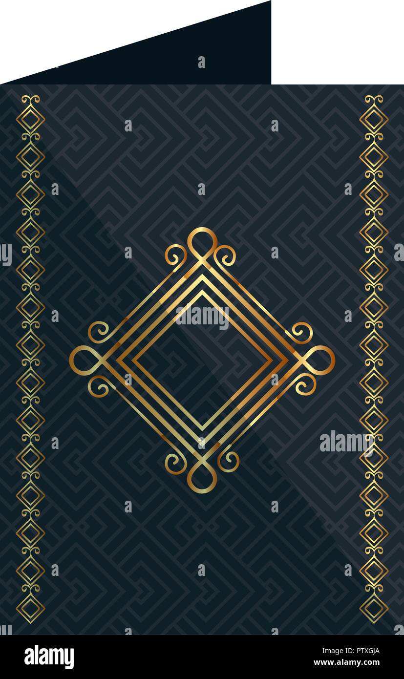 card with elegant rhombus golden frame Stock Vector Image & Art - Alamy