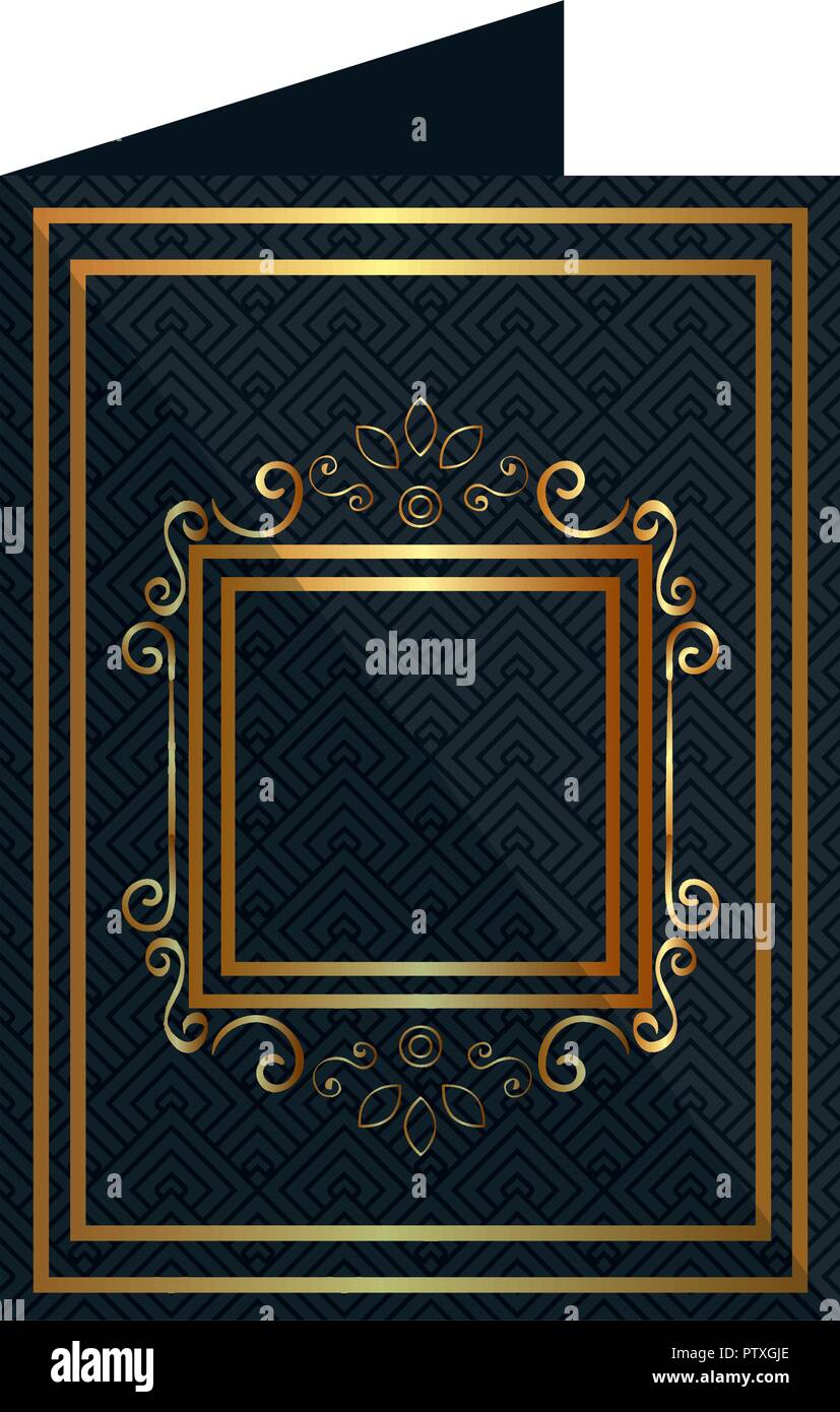 card with elegant square golden frame Stock Vector Image & Art - Alamy