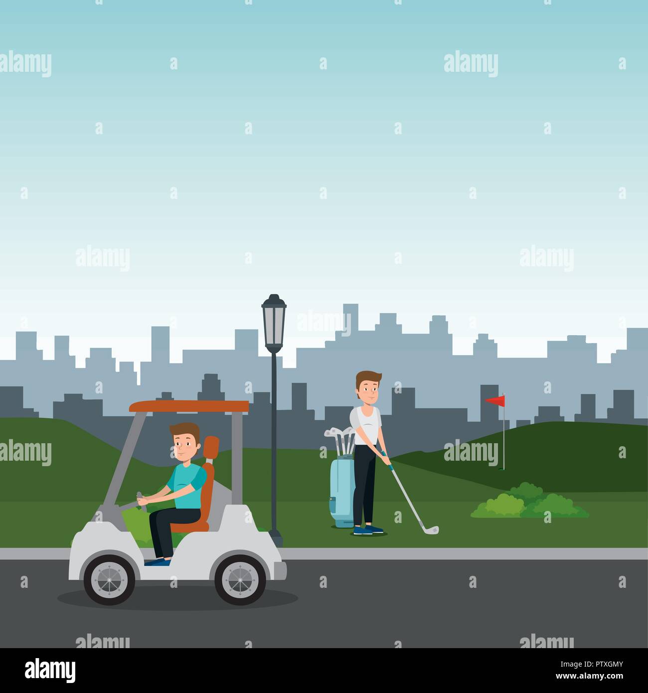 Golf cart with driver Stock Vector Images - Alamy