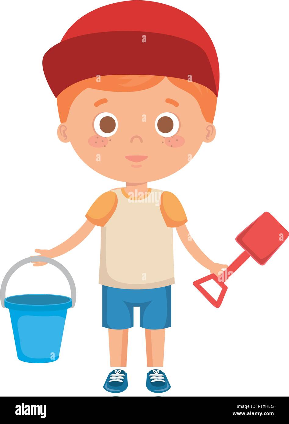 cute little boy with sand bucket Stock Vector Image & Art - Alamy