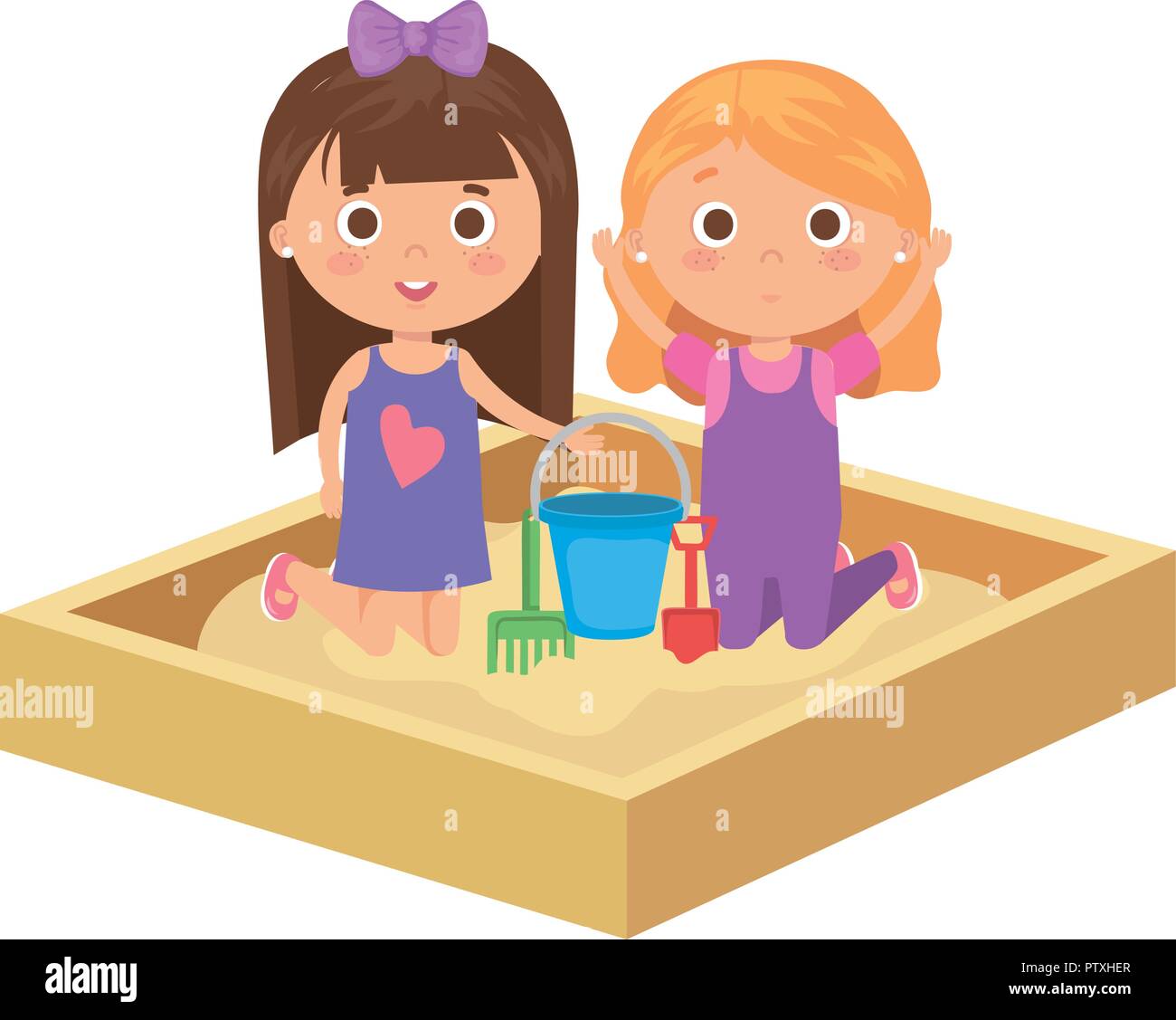 beautiful little girls in sand box Stock Vector Image & Art - Alamy