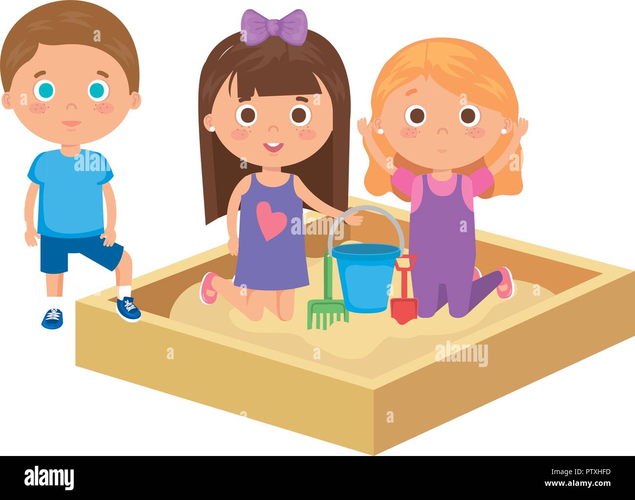 beautiful little kids in sand box Stock Vector Image & Art - Alamy