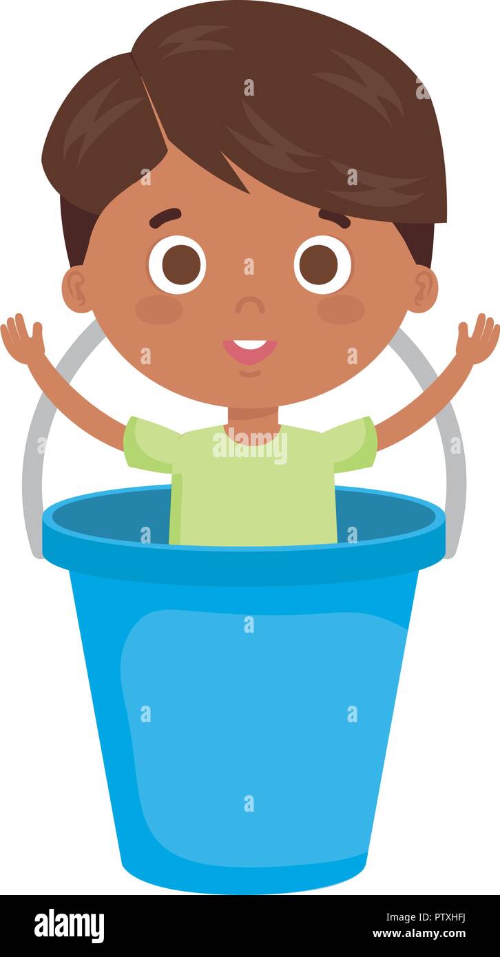 cute little boy in sand bucket Stock Vector Image & Art - Alamy