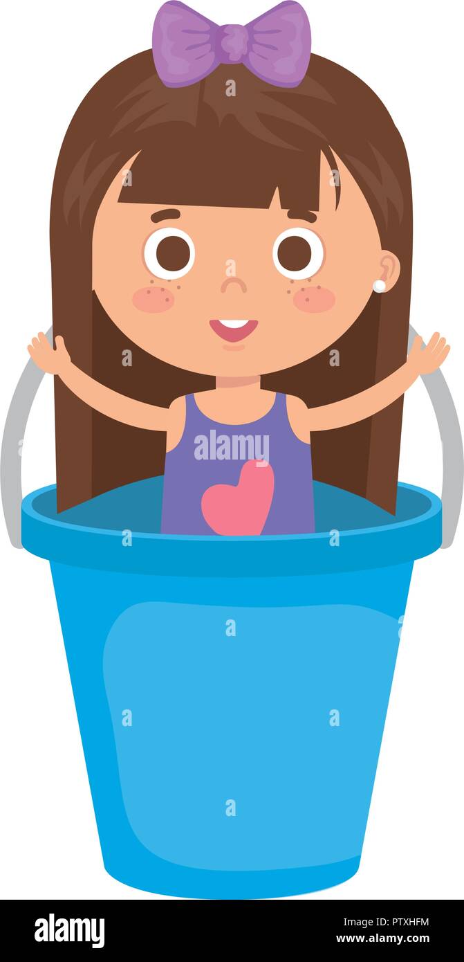 beautiful little girl in plastic bucket Stock Vector Image & Art - Alamy