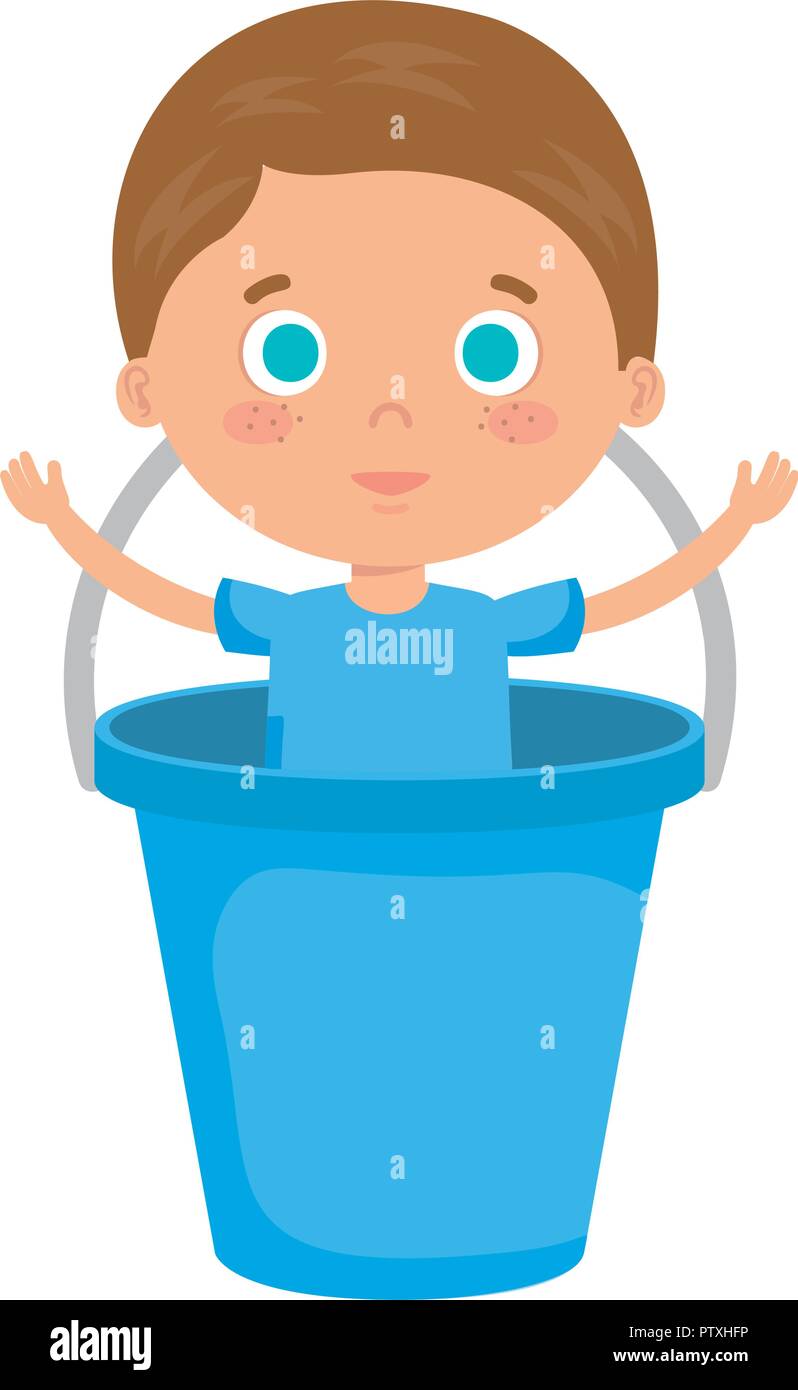 cute little boy in sand bucket Stock Vector Image & Art - Alamy